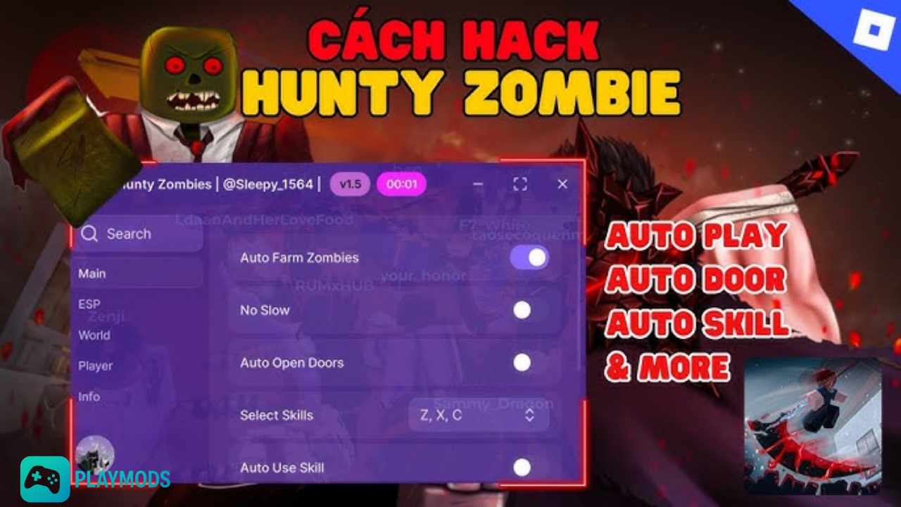 Tải Hack Hunty Zombie + Script (Auto Farm, Kill Aura, Auto Win)